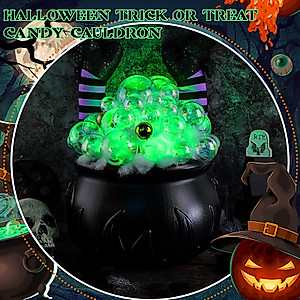 Liliful Halloween Cauldrons Decorations Black Plastic Bubble Witch Large Cauldron DIY Set Halloween Indoor Outdoor Decor(59 Pcs,14.5 x 9.8 Inch)