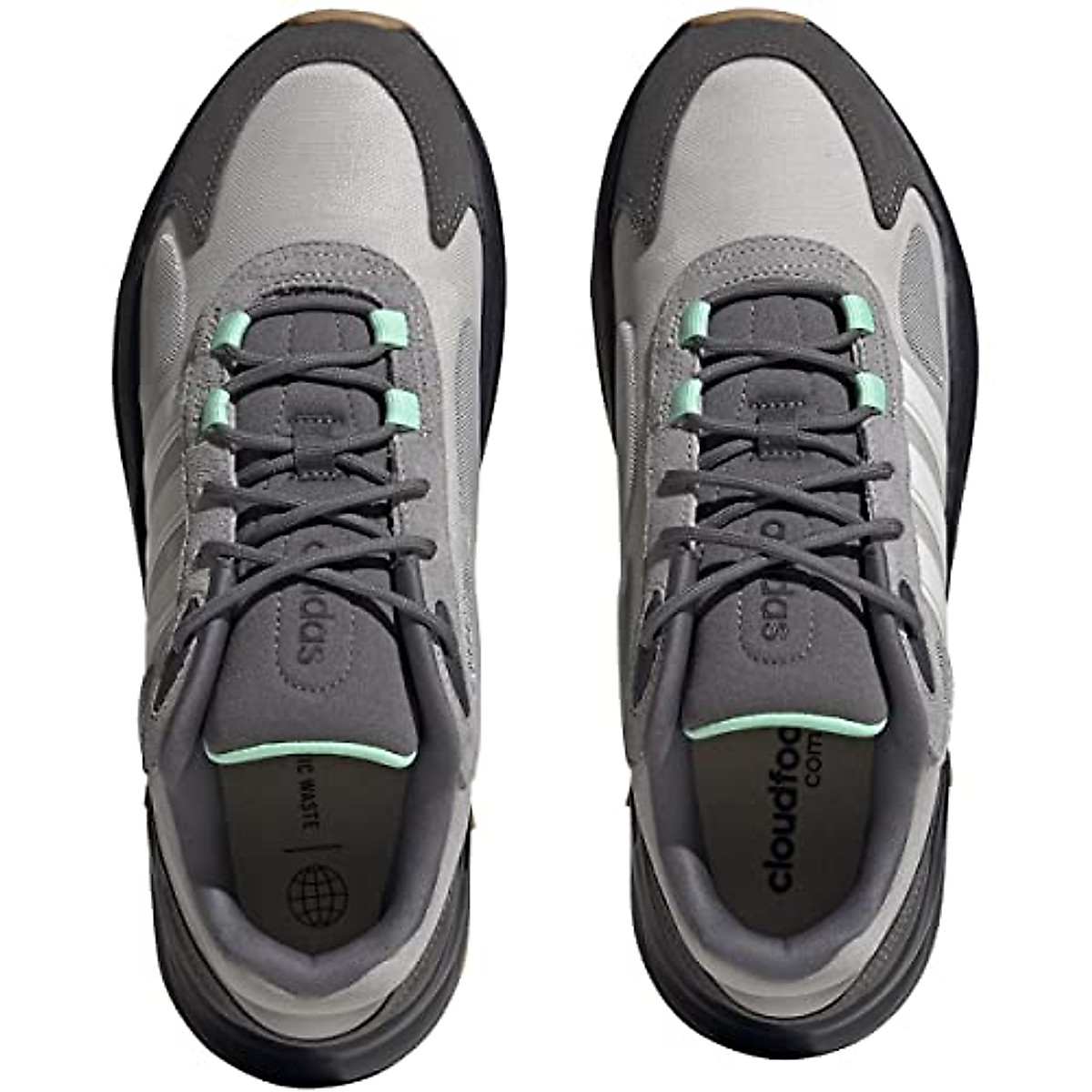 adidas Men's Ozelle Running Shoe, Grey One/White/Pulse Mint, 11