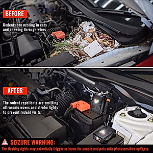 Loraffe Under Hood Rodent Repeller Battery Operated Ultrasonic Car Rat Repellent Mice Deterrent Keep Animal Away from Car with Ultrasound and LED Flashlights Rodent Defense Vehicle Protection, 2 Pack