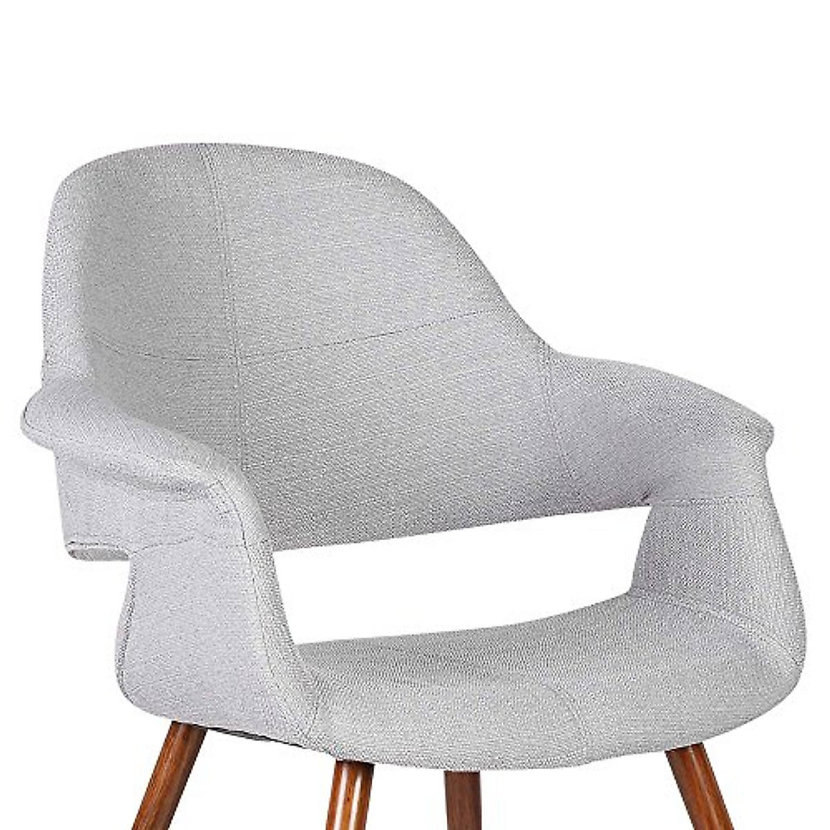 Armen Living Phoebe Mid-Century Modern Fabric Upholstered Dining Chair for Kitchen Table Office Desk Vanity, 24D x 25W x 33H Inch, Gray