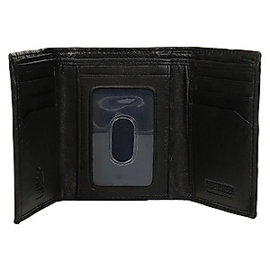 Steve Madden mens Rfid Trifold Wallet With Id Window, Black, One Size
