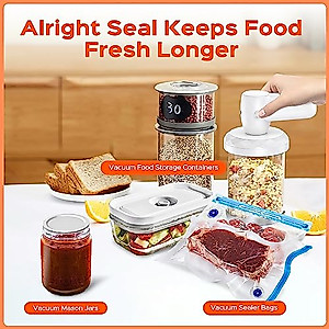 WOEHOL Electric Mason Jar Vacuum Sealer, Cordless Mason Jar Sealer Vacuum Kit for Wide Mouth & Regular Mouth Mason Jar, Vacuum Sealer Bags and Vacuum Seal Containers.