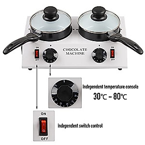 ZXMOTO Chocolate Tempering Machine 110V Electric Chocolate Fondue Melter Chocolate Melting Pot Adjustable Temperature Perfect for Halloween Parties-Double Boiler Pot