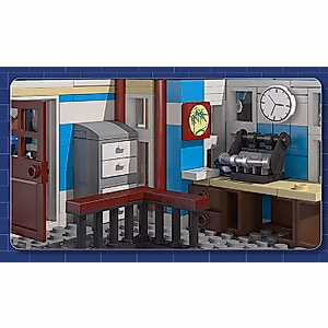 General Jim's City Police Station with Donut Shop Modular Building Blocks Set | MOC Building Set Compatible Bricks with Lego City Sets and Other Major Brands