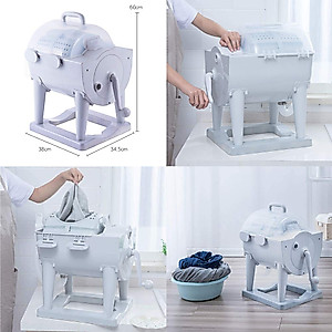 LAOLI Manual Portable Turbo Washing Machine Spin Dryer, Hand Cranked Turbine Washer Non-Electric Travel Laundry Washer Spin Dryer Combo for Camping Apartments Dorms RV Business Trip (White)