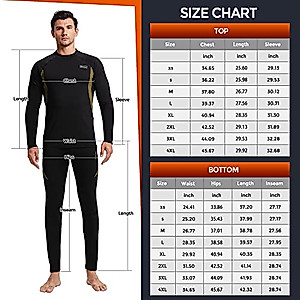 CL convallaria Thermal Underwear for Men, Long Johns Winter Hunting Gear Sport Base Layer Top and Bottom Set Midweight Black L