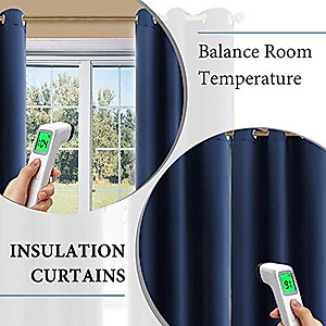 Diraysid Blackout Curtains for Bedroom Grommet Thermal Insulated Room Darkening Curtains (42 x 84 Inch, 2 Panels, Navy Blue)