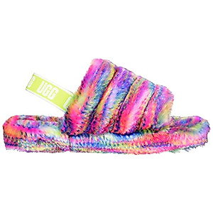 UGG Girls K Fluff Yeah Pixelate Slipper, White, 6 Big Kid