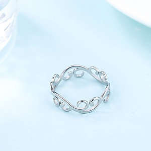 Amaxer Vintage Filigree Flower Ring Women Girls Stainless Steel Romantic Rose Casual Rings Jewelry for Lady Girls (Silver, 10)