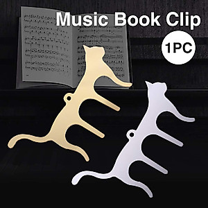 CALIDAKA Metal Music Book Clips Sheet Music Page Holder Clips for Sheet Music Stands, Cute Cat Shaped Metal Music Bookmark for Piano, Book, Keyboard Reading, Gold Color
