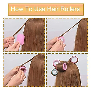 Self Grip Hair Roller Curlers Set,12pcs Large Rollers for Hair, Hair Rollers for Long Hair,Medium and Short Hair,Salon Hairdressing Curlers for Women,DIY Hairstyle (Large)