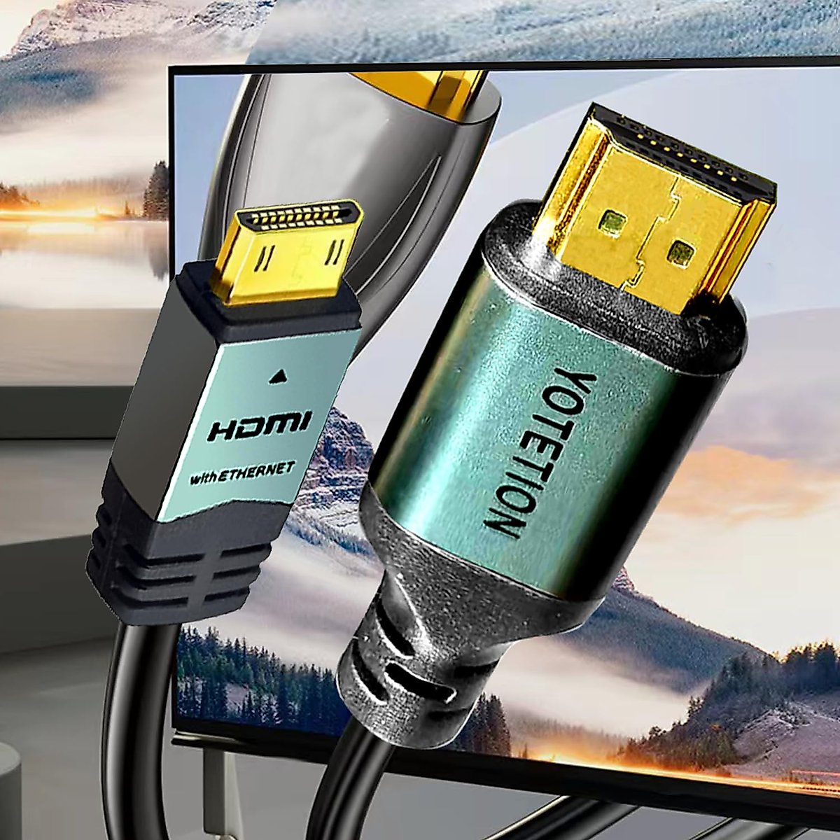 YOTETION Mini HDMI to HDMI Cable 50FT, High-Speed HDMI to Mini HDMI Support 3D 4K/60Hz 1080p 720p Compatible with Camera, Camcorder, Tablet and Graphics/Video Card, Laptop, Raspberry Pi Zero W
