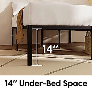 WILSLAT 16 Inch Metal Full Size Platform Bed Frame, Black Metal Bed Frame Full with 14 Inch Storage, 3500 lbs Heavy Duty Steel Slat Support, Noise Free, No Box Spring Needed, Easy Assembly