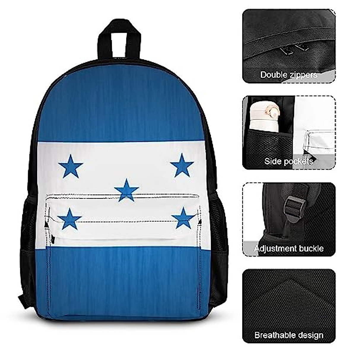 Supdreamc 3 Piece Daypack Big Capacity Shoulder Bag Backpack for Travel Running - Honduras Flag Art, Adult, Travel Sport Backpack