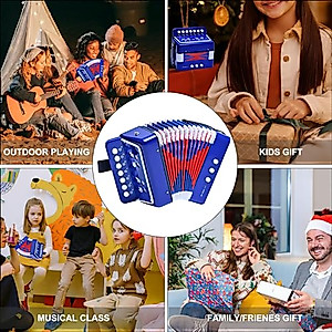 Kids Accordion 10 keys Button Accordian,Musical Toy Instrument,Mini Accordion for Children Beginners (Blue)