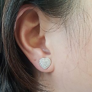 Dazzlingrock Collection 0.35 Carat (ctw) 14K Round White Diamond Ladies Heart Shape Fashion Stud Earrings 1/3 CT, White Gold