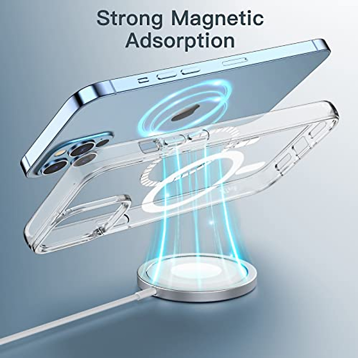 JETech Magnetic Case for iPhone 12 Pro Max 6.7-Inch Compatible with MagSafe Wireless Charging, Shockproof Phone Bumper Cover, Anti-Scratch Clear Back (Clear)