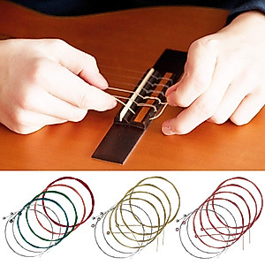 3 Sets Acoustic Guitar Strings Replacement Steel Guitar Strings (Gold, Brass, Multicolor) with 4 Pieces Celluloid Guitar Picks,Guitar String Winder Guitar Kit for Guitar Beginners Performers