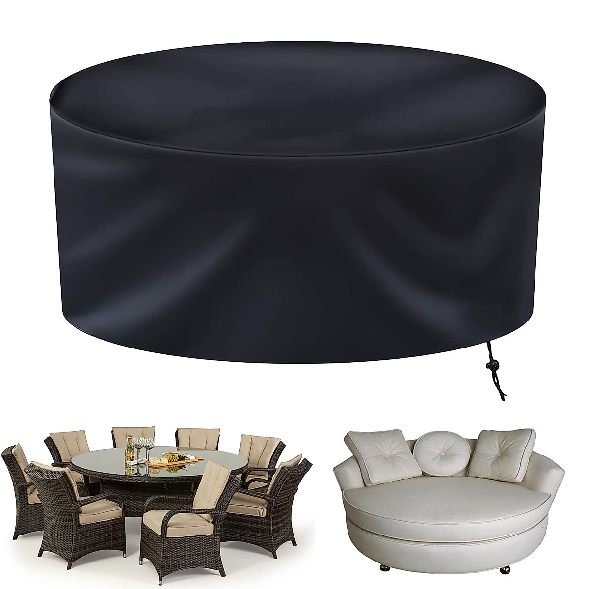 ZHANGY Garden Furniture Covers Round 24" D x 24" H, Patio Furniture Covers Waterproof, Outdoor Furniture Covers, Windproof Durable Outdoor Veranda Patio Garden Furniture Cover