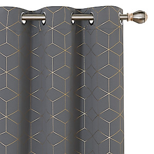 Deconovo Diamond Pattern Blackout Curtains - Thermal Insulated, Noise-Reducing Window Drapes for Bedroom, Living Room - 2 Panels, Light Grey, 42W x 54L