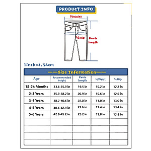 KIDSCOOL SPACE Baby Girl Boy Jeans,Little Kid Elastic Band Inside Ripped Denim Pants,Blue,12-18 Months