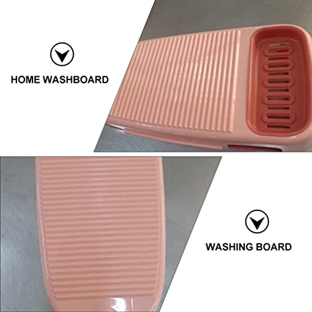 Angoily Laundry Washboard Plastic Laundry Washboard Portable Anti Skid Washing Board Old Fashioned Laundry Washer Manual Clothes Washing Tool for Home Travel Pink