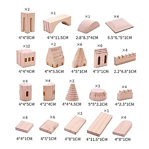 Garlictoys 75 Pieces Wooden Castle Blocks Medieval Knights Princesses Wooden Castle Building Blocks Kit for Kids Boys and Girls