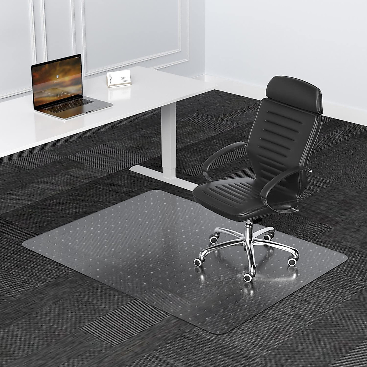 HOMEK Office Chair Mat for Low Pile Carpeted Floors - 36” x 48” Clear Carpet Chair Mats for Home & Office, Studded Floor Mat for Office Chair on Carpet