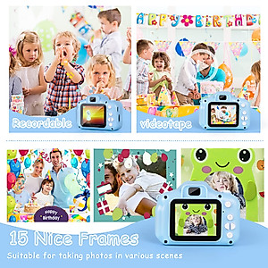 Kids Digital Camera,NINE CUBE Little Toy Camera for Boys & Girls 3-7 Years Old, Children Long Lens Digital Video Camera for Kids Gifts, Blue Camcorder with 32G SD Memory Card
