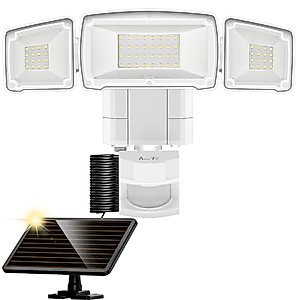 AmeriTop Solar Lights Outdoor, 2 Pack 189 High Brightness LED Cordless Solar Motion Sensor Lights; 4 Heads, 270°Wide Angle Illumination, IP65 Waterproof, Security Flood Light(Daylight)