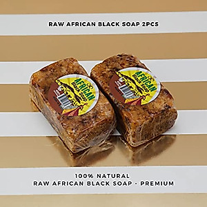 Infinix Beauty 3PCS 1LB 100% Natural African Black Soap with Shea Butter and Pure Honey for Dark Spot Smoother