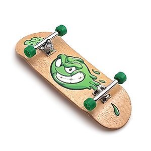 SPITBOARDS 34mm x 96mm Pro Fingerboard Set-Up (Complete) | Real Wood Deck | Pro Trucks with Lock-Nuts and Pro Bushings | Polyurethane Pro Wheels with Bearings | Slimeball (Wood Version)