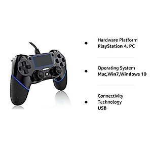 DIANVEN for PS4 Controller Wired for Playstation 4/Pro/Slim and PC Windows 10/8/7 with Double Vibration and Motion Motors for PS4 Wired Controller, Professional USB Controller for PS4 Remote