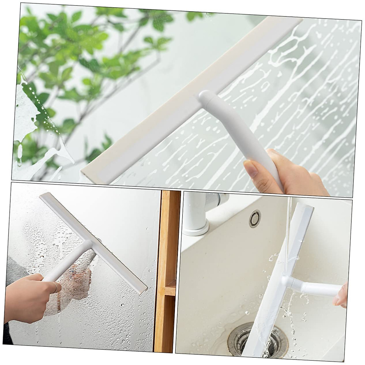 GLEAVI 3 Pcs Ergonomic Handle Glass Squeegee Window Cleaner Tool for Bathroom Tile Easy to Use Cleaning Squeegee for Home