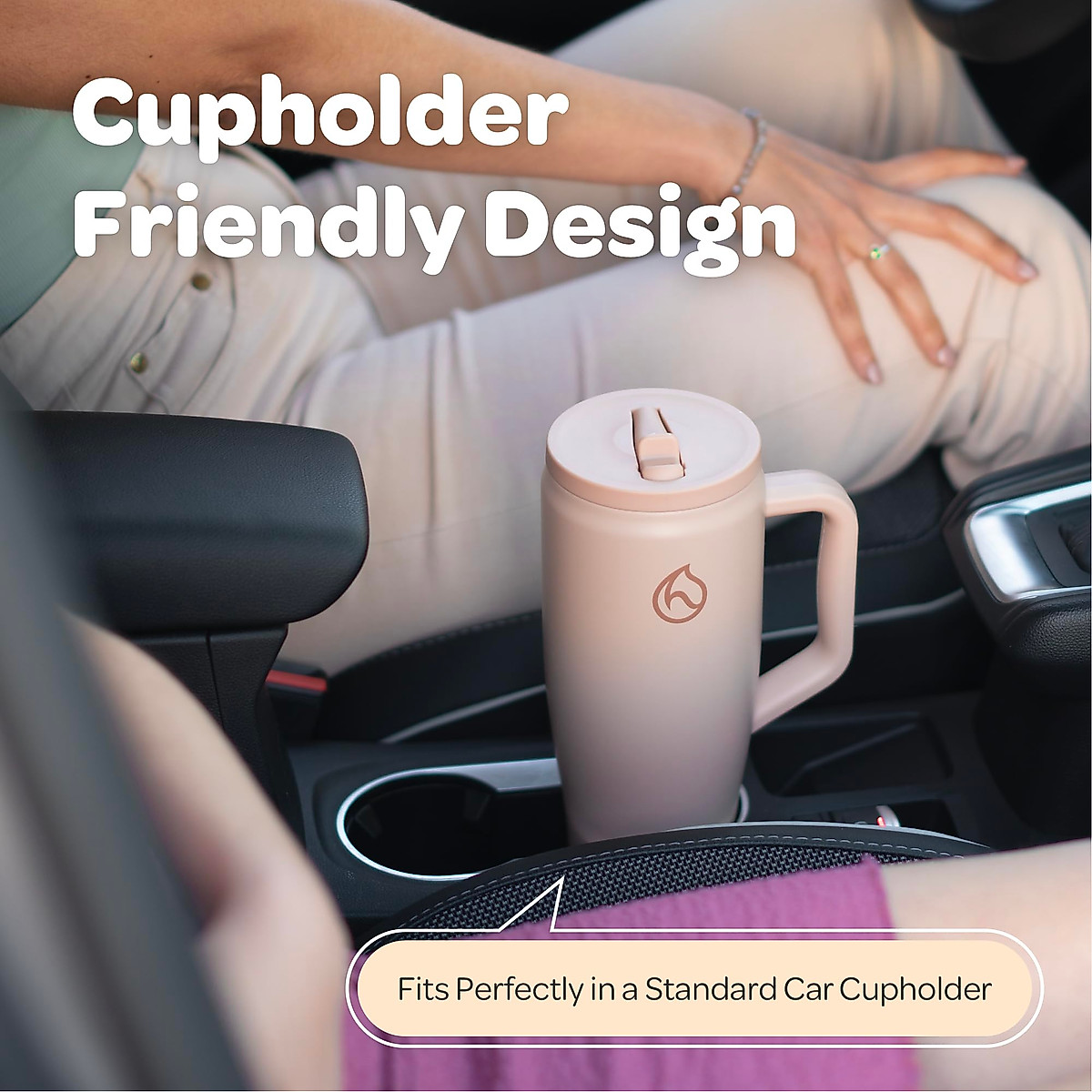 Hydracy Soulmate 40oz Tumbler with Handle and Flip Straw - 100% Leakproof Reusable Insulated Cup with Stainless Steel Straw - Cupholder Friendly Rubber Base Travel Mug - Gifts for Women & Men