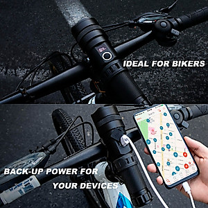 ALSTU Rechargeable Flashlights High Lumens, 990,000 Lumen Bright Flashlight with 5 Modes, Led Flash Light with Power Display & IPX7 Waterproof for Camping, Hiking, Outdoor (2 Packs)