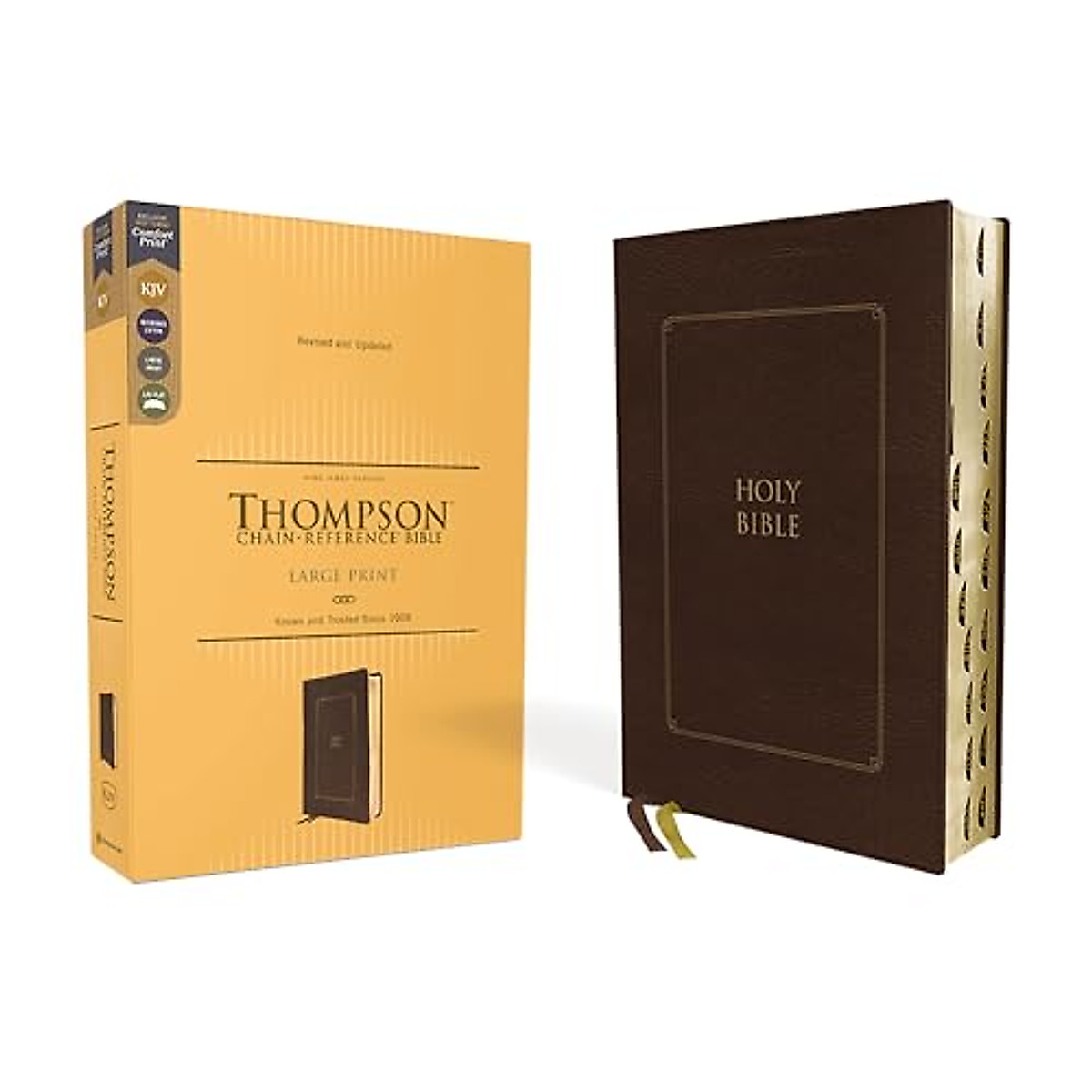 KJV, Thompson Chain-Reference Bible, Large Print, Leathersoft, Brown, Red Letter, Thumb Indexed, Comfort Print