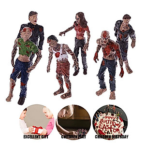 Lynkaye 6 Pcs Zombie Dolls Action Figures Toys Walking Dead Toys Terror Corpse Articulated Joints Miniature Model for Halloween Party Decorations As Gifts for Kids Toys