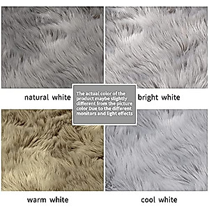 Faux Fur Rug for Bedroom, Gray Fluffy Rug Soft Sheepskin Runner Rug Sofa Couch Seat Cushion, 2x6ft Grey Plush Area Rug Shag Rugs Floor Carpets for Nursery Bedside, Cute Shaggy Fuzzy Home Decor