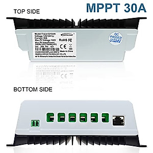 EPEVER MPPT Charge Controller 30A 12V 24V Auto Max PV 100V Solar Panel Generator Common Negative Ground Regulator Tracer3210AN with LCD Display for Gel AGM Flooded Sealed Lithium Battery (30A MPPT)