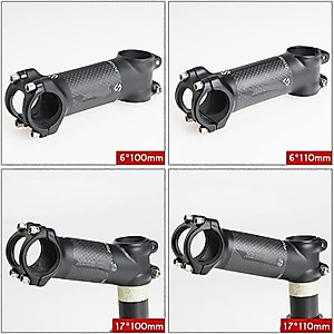 ZECHAO Mountain Road Bike Stem,17 Degrees 6 Degrees Aluminum Alloy Clamp Tube Mountain Bike Carbon Fiber Stem 60mm-110mm Bike Stem (Color : Matte Black, Size : 6 Degree 70mm)