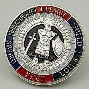 Armor of God Challenge Coin - Collectors Medallion - Antique Silver,