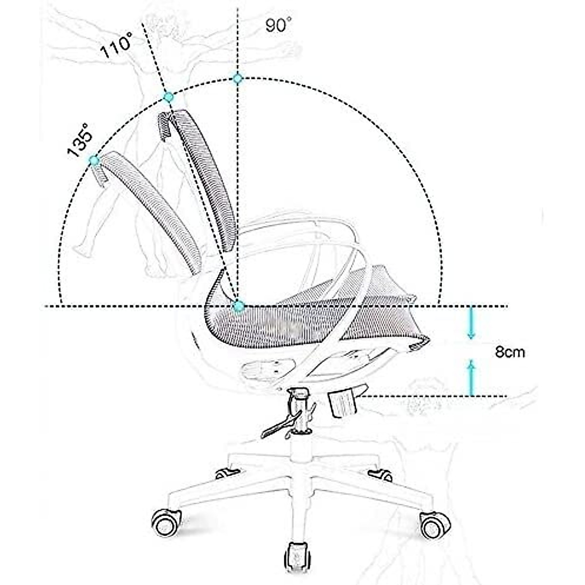 Office Chair Computer Chair Task Chair Office Recliner Gaming Chair Mesh High Back Computer Desk Chair Executive Task Swivel Chair Ergonomic Chair Desk Chair Work Chair (Color : Black)