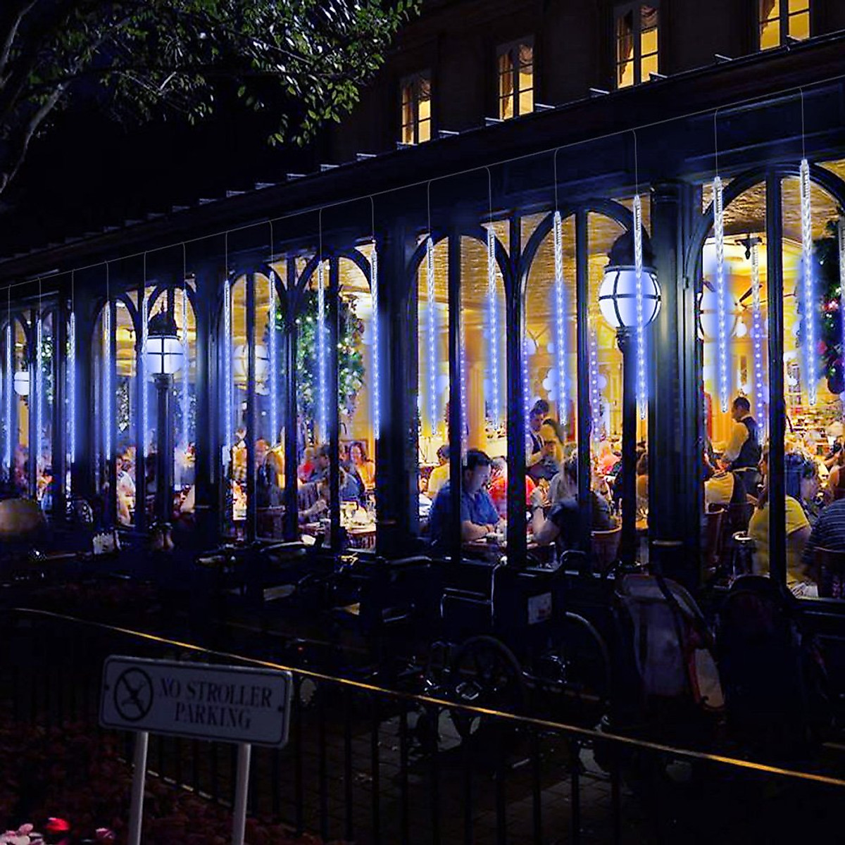 ohCome Meteor Shower Rain Drop Lights 50cm 10 Spiral Tubes 540 LEDs Waterproof Icicle Snowfall String Lights for Wedding Christmas Halloween Garden Tree Home Decor, Support 2 Sets Hook (Blue)