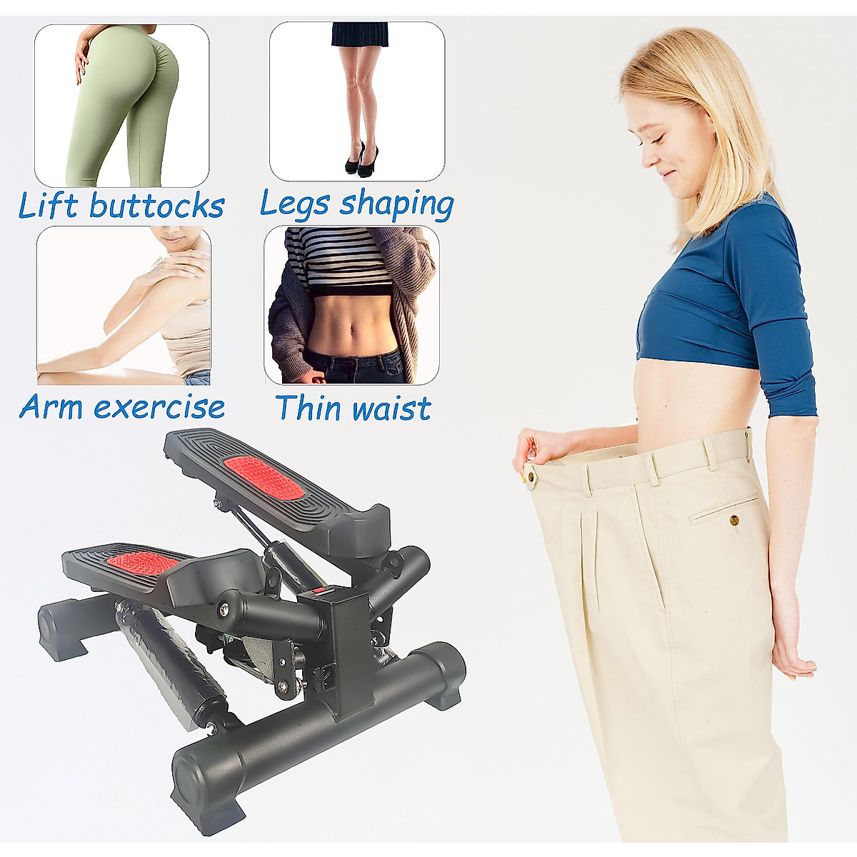 Steppers for Exercise,Stair Stepper with LCD Monitor,Resistance Bands,Mini Stepper with 300LBS Loading Capacity,Portable Stair Stepper Exercise Equipment for Home Workout (2023 Upgrade)