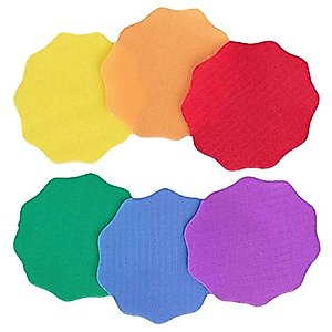 Really Good Stuff Carpet Mark-Its – Colorful 5” x 5” Carpet Spots – Keep Students Organized or in Groups – Six Bright Rainbow Colors – Durable with No-Slide Back, Sticks to Most Carpets, Set of 24