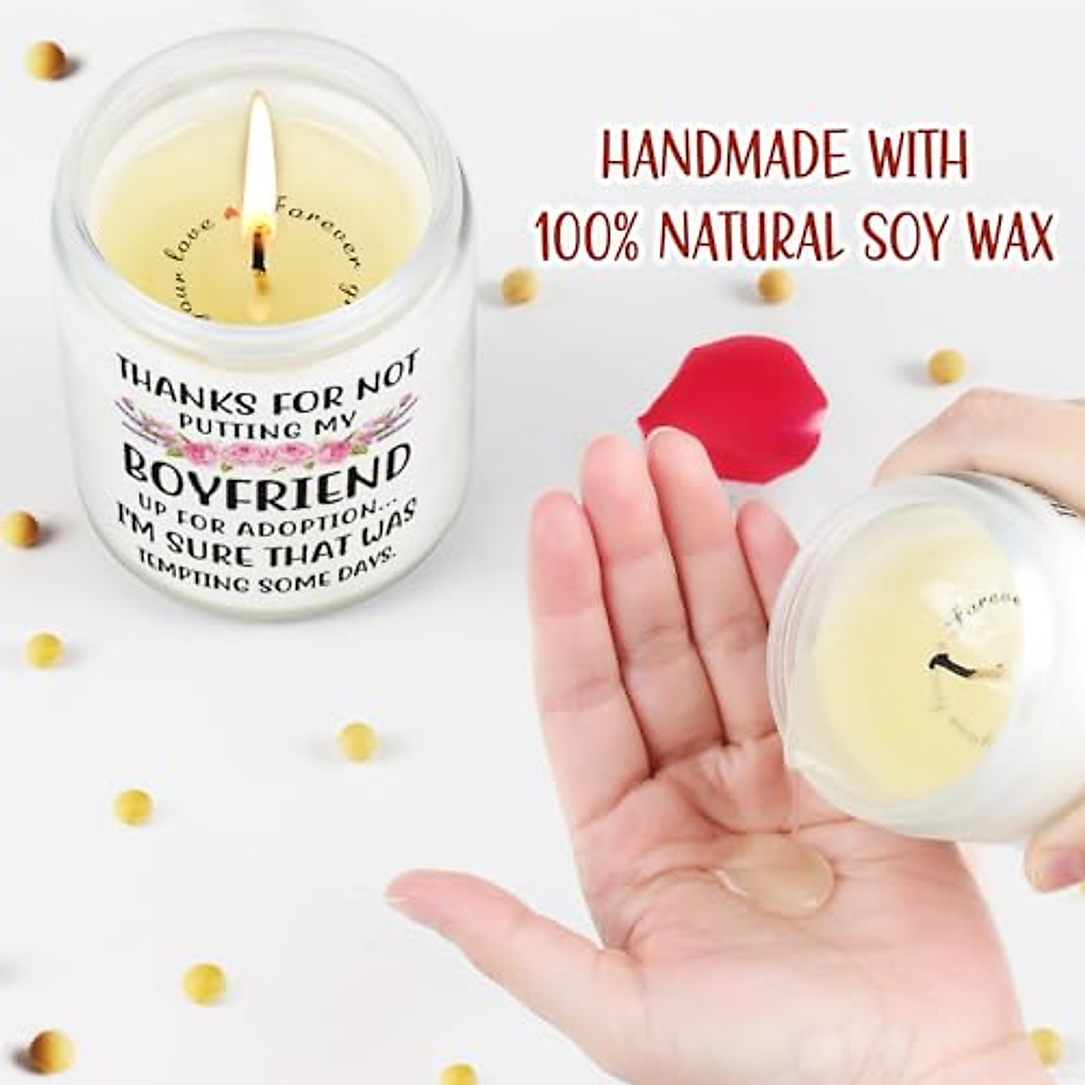 AREOK Christmas Gifts for Boyfriends Mom Gifts from Girlfriend - Thanks for Not Putting My Boyfriend Up for Adoption, Birthday Gifts for Boyfriends Mom Gifts for Mother in Law Candle