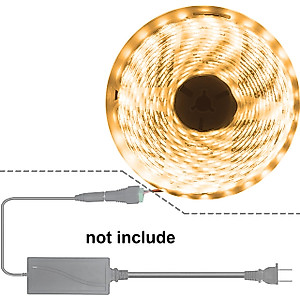 16.4ft LED Flexible Light Strip, Super Bright 300 Units LEDs SMD 4040 12V Non-Waterproof Light Strips Ribbon for DIY Christmas Holiday Home Kitchen Party Decoration (Warm White)