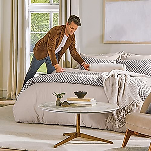 Nate Home by Nate Berkus Decorative Cotton Velvet Bolster Pillow | Soft Luxurious Modern Decor, Cushion for Couch, Chairs, or Bedroom from mDesign - Oblong Size 7" x20", Fossil (Beige)