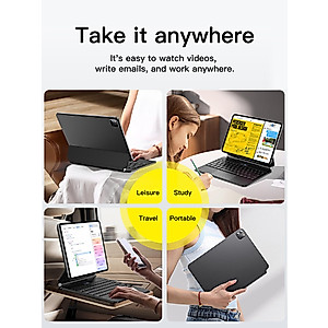 Magic Keyboard Case Compatible with iPad Air 11-inch (M2) 2024, iPad Pro 11(4th/3rd/2nd/1st) Gen 2022, iPad 10.9-inch Air 4/5th Generation with Battery Display, Magnetic Smart Keyboard Folio Black
